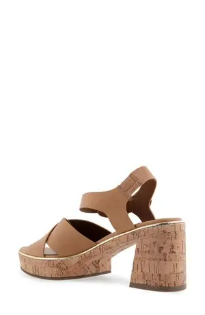 Aerosoles Zephyr Platform Sandals - Tan Burnished Leather