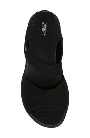LIFESTRIDE Bzees Quarter Strap Slip-on Sandal - Black Fabric
