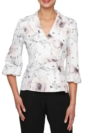 Alex Evenings Print Jacquard Blazer