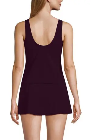 LANDS' END Slender Suit Tummy Control Tankini Top - Dark Wine