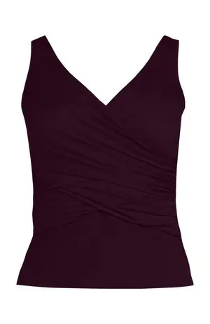 LANDS' END Slender Suit Tummy Control Tankini Top - Dark Wine