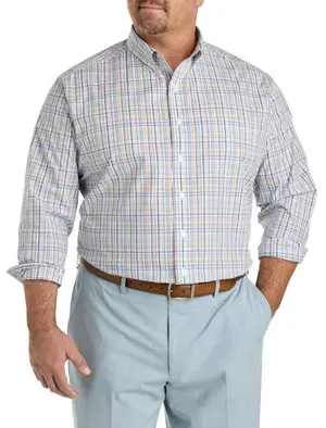 OAK HILL BY DXL Big & Tall Medium Plaid Performance Sport Shirt - Multi