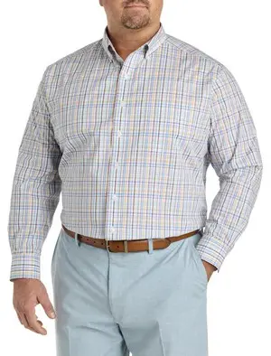 OAK HILL BY DXL Big & Tall Medium Plaid Performance Sport Shirt - Multi