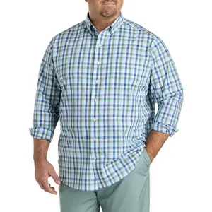 OAK HILL BY DXL Big & Tall Small Plaid Performance Sport Shirt - Blue Multi
