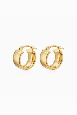 ORADINA 14k Gold Bold Midi Hoop Earrings