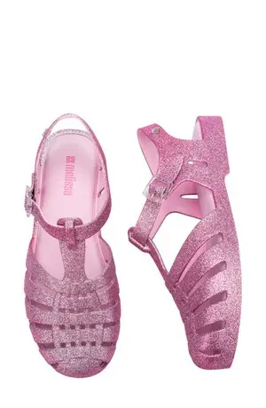 Melissa Possession Glitter Fisherman Sandal - Pink Silver Glitter