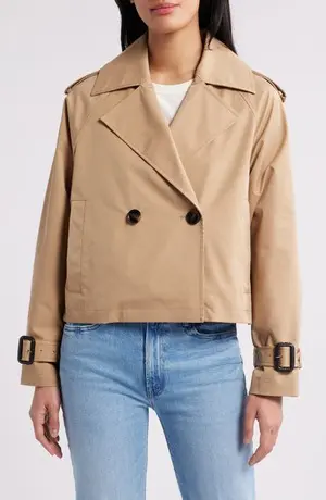 Bcbgmaxazria Double-breasted Cropped Trench Coat - Camel