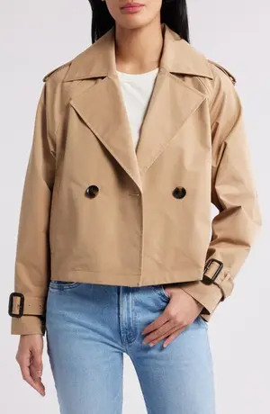 Bcbgmaxazria Double-breasted Cropped Trench Coat - Camel