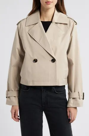 Bcbgmaxazria Double-breasted Cropped Trench Coat - Sand