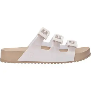Melissa Cozy Stripes Platform Slide Sandal - Beige/white
