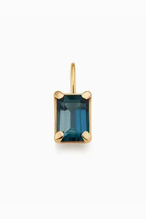 ORADINA 14k Gold Birthstone Pendant Charm - Blue Topaz - December