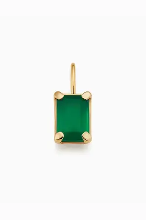 ORADINA 14k Gold Birthstone Pendant Charm - Green Agate - May