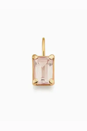 ORADINA 14k Gold Birthstone Pendant Charm - Pink Quartz - October