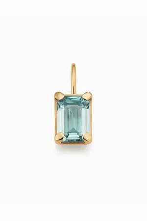 ORADINA 14k Gold Birthstone Pendant Charm - Sky Blue Topaz - March