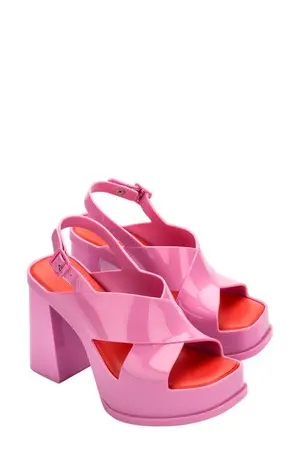 Melissa Dance Slingback Platform Sandal - Pink/ Red