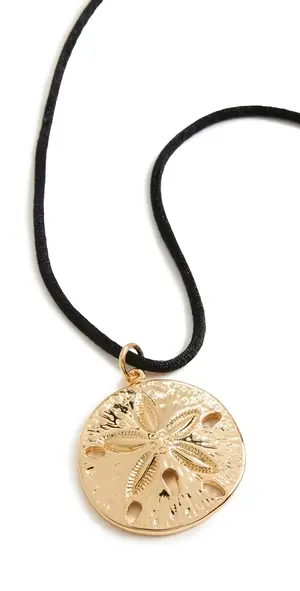 KENNETH JAY LANE Sand Dollar Pendant Necklace - Black/gold