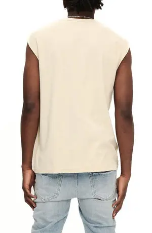 PURPLE BRAND Textured Jersey Graphic Muscle Tee