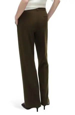 Mango Carlos Straight Leg Trousers - Khaki Green