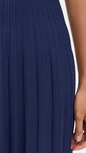 Staud Elyse Pleated Knit Midi Dress - Navy