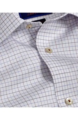David Donahue Regular Fit Dobby Tattersall Check Dress Shirt