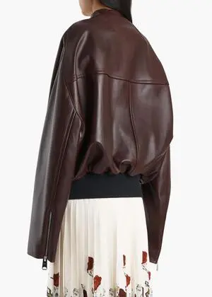 Khaite Hewit Leather Bomber Jacket - Bordeaux