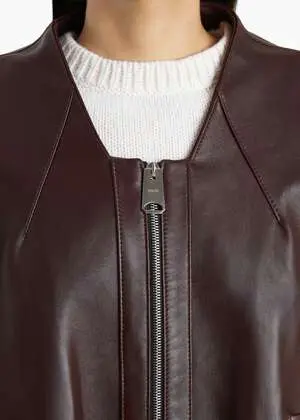 Khaite Hewit Leather Bomber Jacket - Bordeaux
