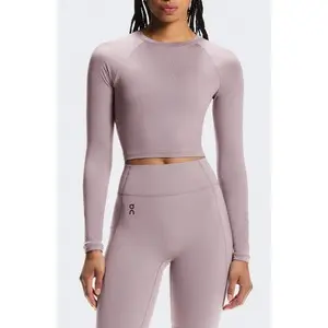 On Studio Long Sleeve Cropped Top - Heron