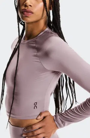 On Studio Long Sleeve Cropped Top - Heron