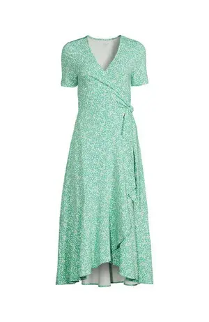 LANDS' END Cotton Modal V-neck Wrap Midi Dress