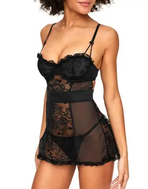 ADORE ME Etty Babydoll & G-string Set Lingerie Black