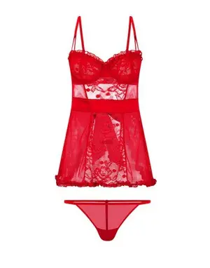 ADORE ME Etty Babydoll & G-string Set Lingerie - Dark Red