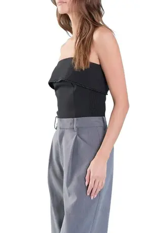 Endless Rose Strapless Pearl Bead Trim Top