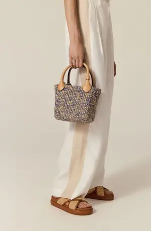 Helen Kaminski Mini Ampara Woven Tote Bag - Lapis Melange/beige