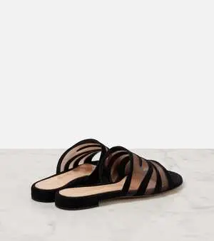 GIANVITO ROSSI Tigra Suede And Mesh Slides