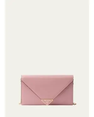 Prada Envelope Flap Saffiano Leather Wallet On Chain