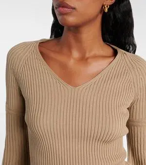 Max Mara Gioiosa Ribbed-knit Cotton Sweater - Beige