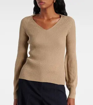 Max Mara Gioiosa Ribbed-knit Cotton Sweater - Beige