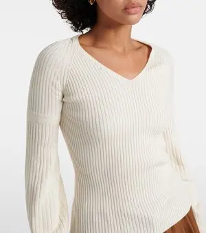 Max Mara Ribbed-knit Cotton Sweater - White