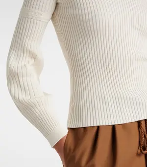 Max Mara Ribbed-knit Cotton Sweater - White