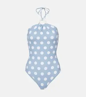 Marysia Avalon Halterneck Polka-dot Swimsuit - Blue