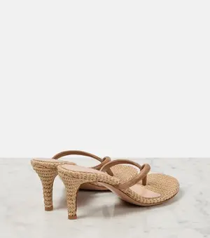 GIANVITO ROSSI 70 Raffia And Suede Mules