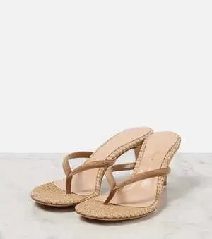 GIANVITO ROSSI 70 Raffia And Suede Mules