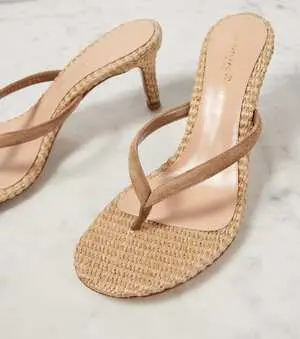 GIANVITO ROSSI 70 Raffia And Suede Mules