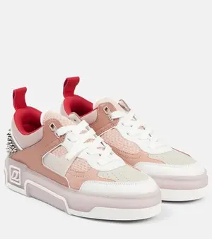 CHRISTIAN LOUBOUTIN Panelled Embellished Leather Sneakers - Multicoloured