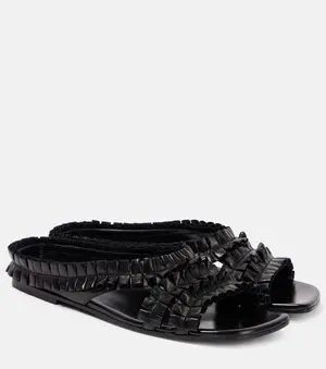 Dries Van Noten Ruffled Leather Sandals - Black
