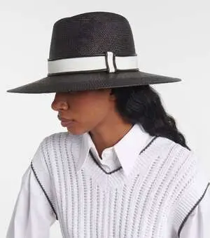 Brunello Cucinelli Monili Straw Fedora - Black