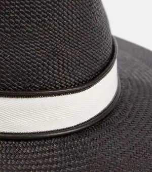 Brunello Cucinelli Monili Straw Fedora - Black