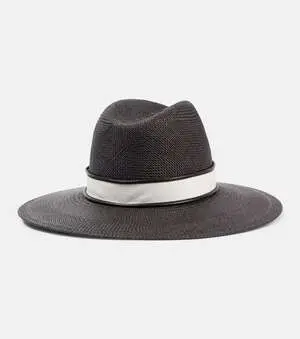 Brunello Cucinelli Monili Straw Fedora - Black