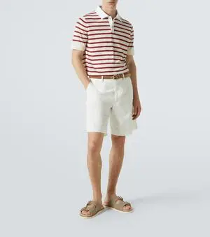 Brunello Cucinelli Striped Cotton Polo Shirt - Red