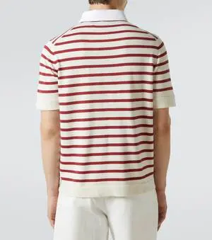 Brunello Cucinelli Striped Cotton Polo Shirt - Red